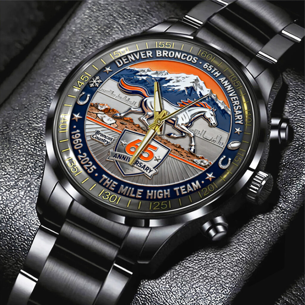 Denver Broncos 65th Anniversary Black Stainless Steel Watch ...