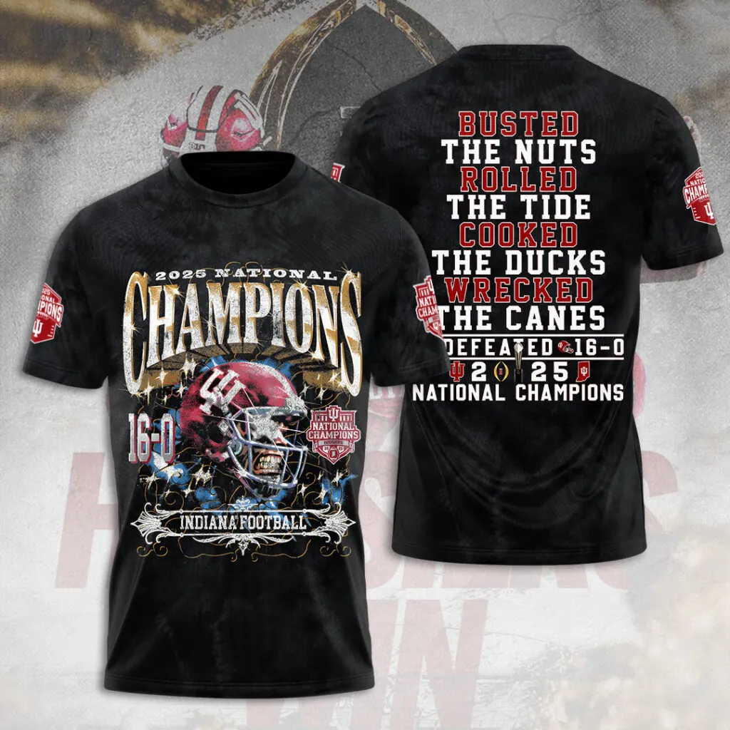 Indiana Hoosiers Football 2025 National Champions 3D Apparel ...