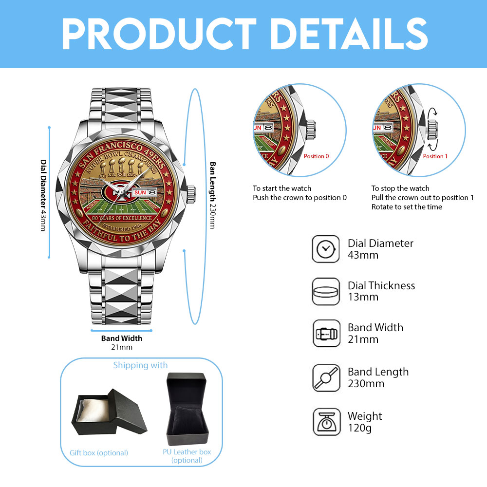 San Francisco 49ers 80 Years Alloy Luxury Quartz Watch – MAITM14361 ...