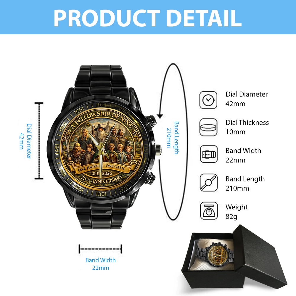 The Lord of the Rings 25th Anniversary Black Stainless Steel Watch ...