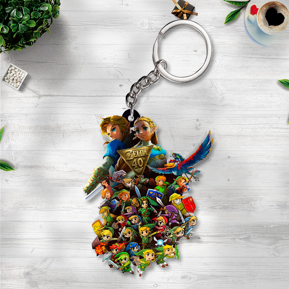 The Legend of Zelda 40th Anniversary Custom Shape 2-sided Keychain ...