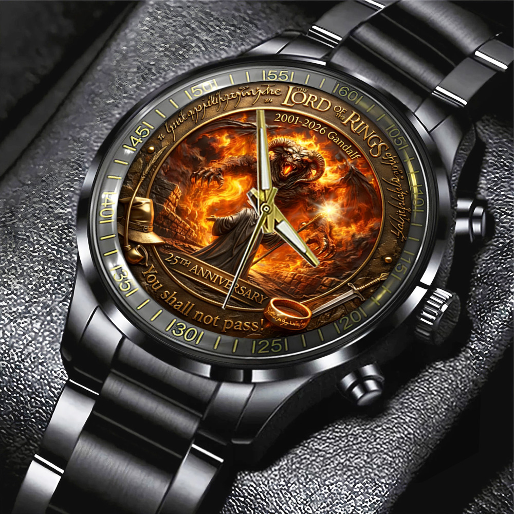 The Lord of the Rings 25th Anniversary Black Stainless Steel Watch ...