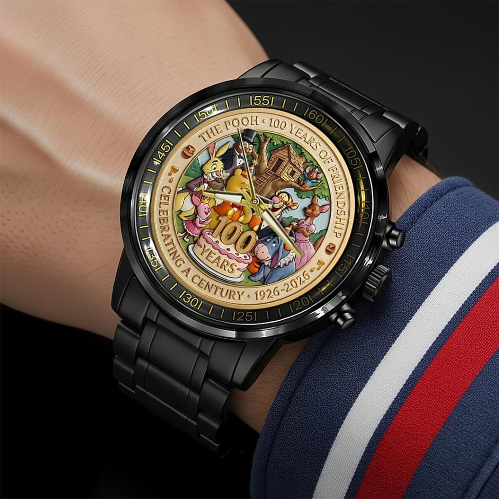 Winnie-the-Pooh 100th Anniversary Black Stainless Steel Watch ...